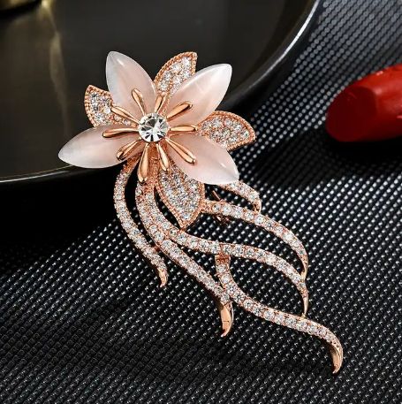 a Personalized dress brooch pin women's large flower brooch crystal ...