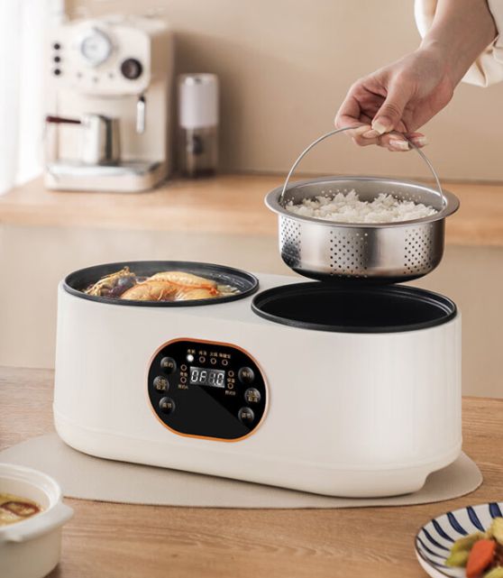 Large Capacity Multi-Function Rice Cooker with Double Pots for Students 2 couple office lady Non ...