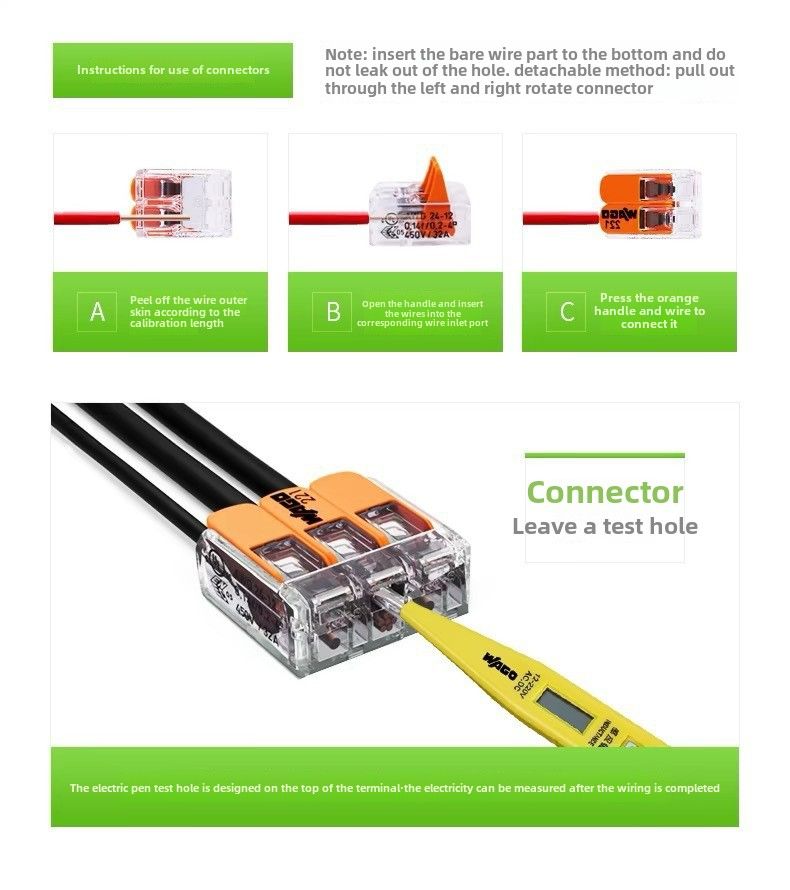 WAGO 221 series 221-412/221-413/221-415 quick wiring terminals and wire ...