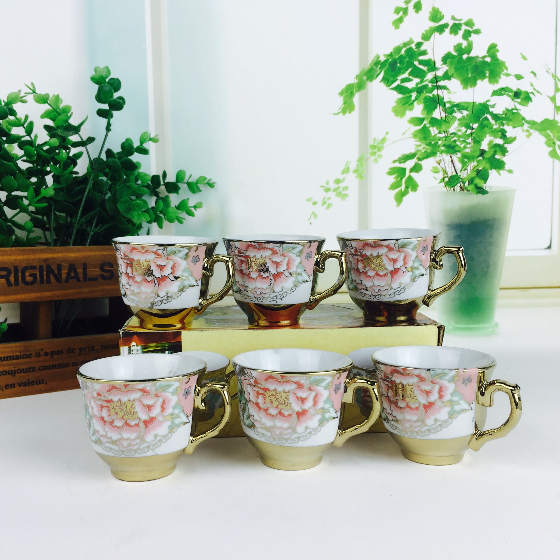 European-style ceramic coffee cup set, luxury simple household tea cup ...