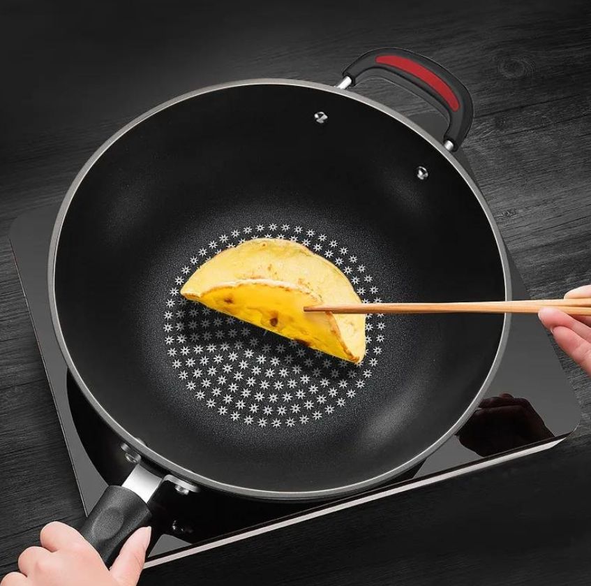 GR 34cm Quality non-coated non-stick iron pan household kitchen Wok for ...