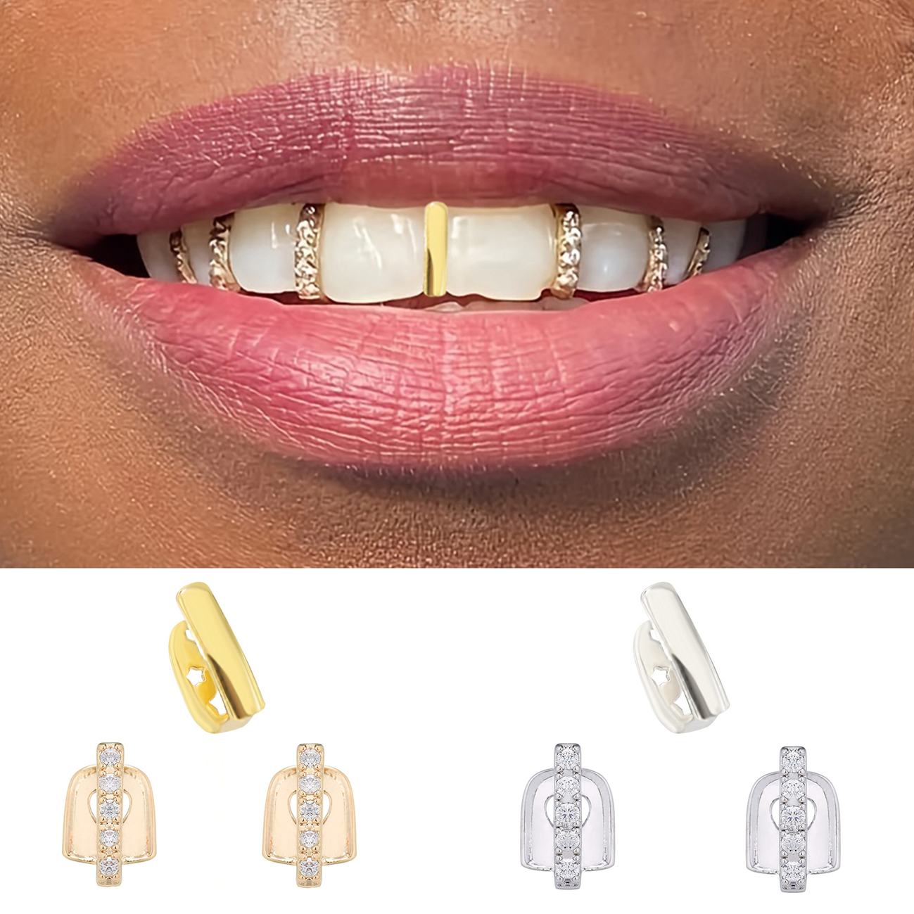 Zircon inlaid single tooth DIY hip-hop grillz Teeth grillz tooth grillz ...